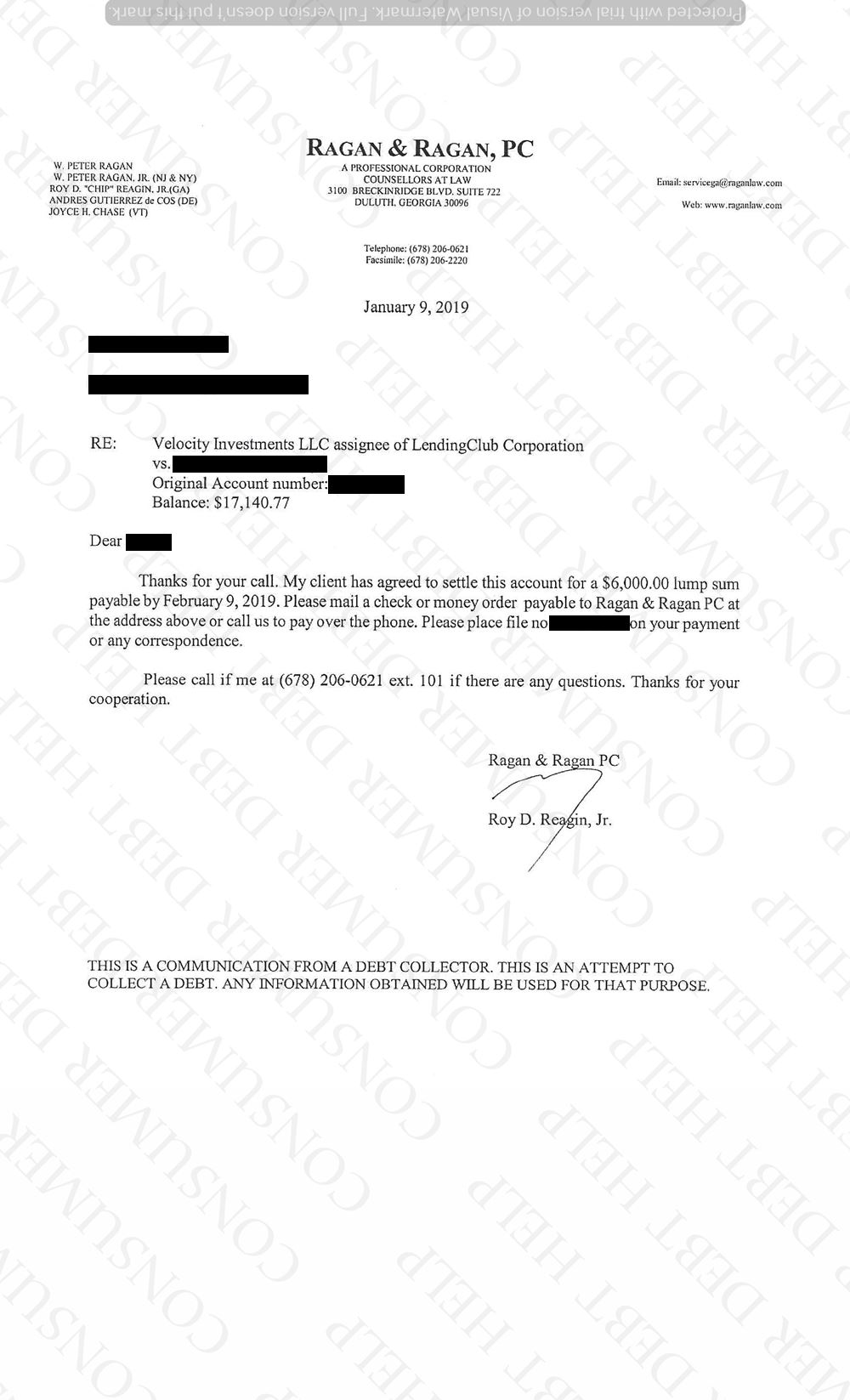 Settlement Letter from Lending Club/Web Bank – Consumer DEBT HELP ...